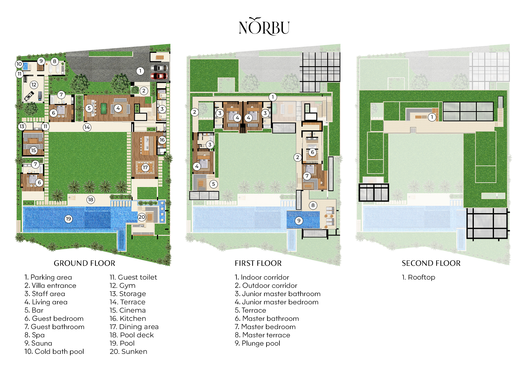 Floorplan | Villa Norbu - 6-bedroom villa, Canggu, Bali, Indonesia